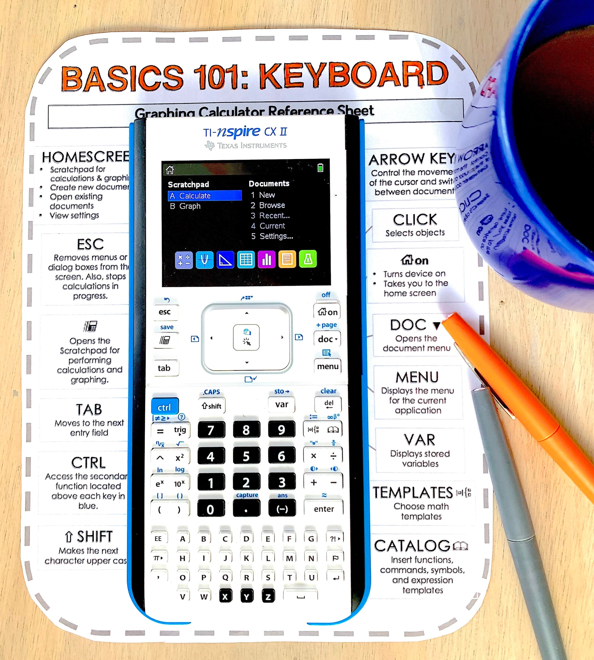 TI-Nspire Calculator Reference Sheets – Algebra and Beyond