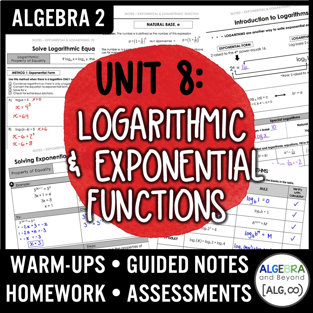 Unit 8 Exponential And Logarithmic Functions Algebra And Beyond