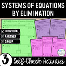 Solve Systems of Equations by Elimination Review Activity - Practice W ...