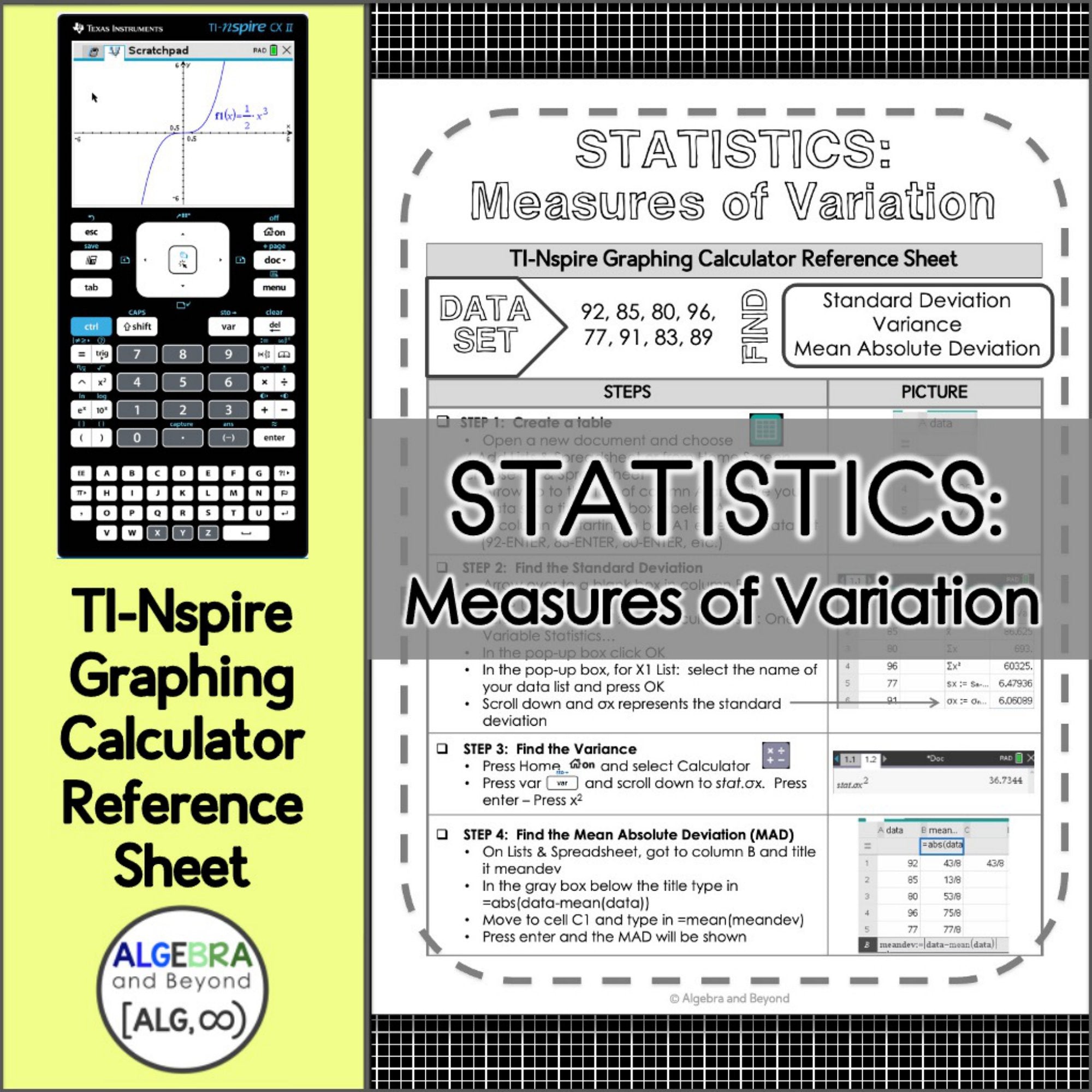 Statistics Measures Of Variation Ti Nspire Calculator Reference Sh