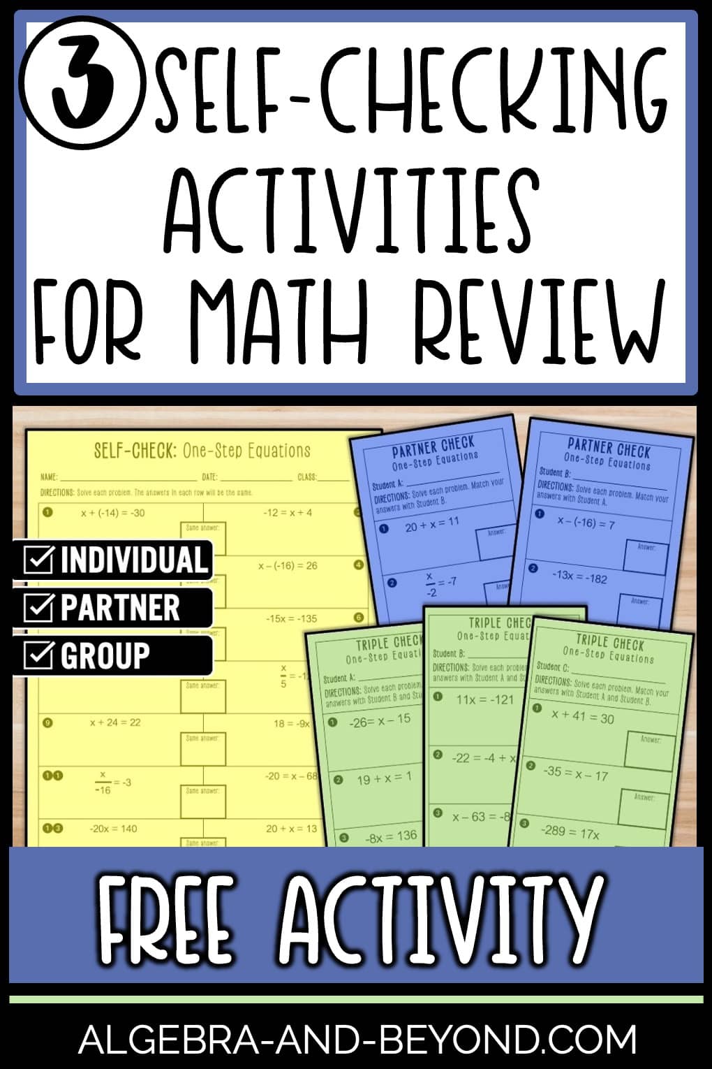 Solve Systems of Equations by Elimination Review Activity - Practice W ...