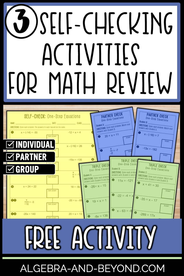 Solve Systems of Equations by Elimination Review Activity - Practice W ...