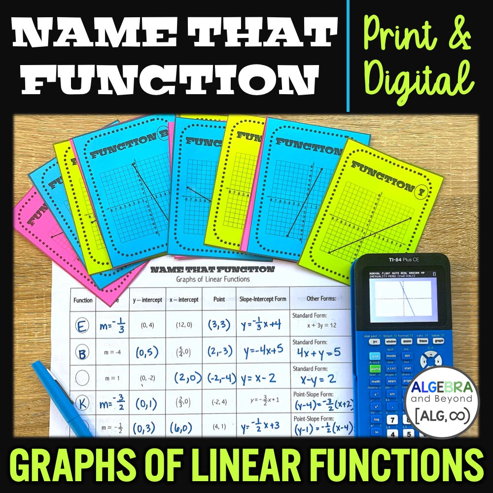 Linear Functions Name That Function Matching Activity Print And