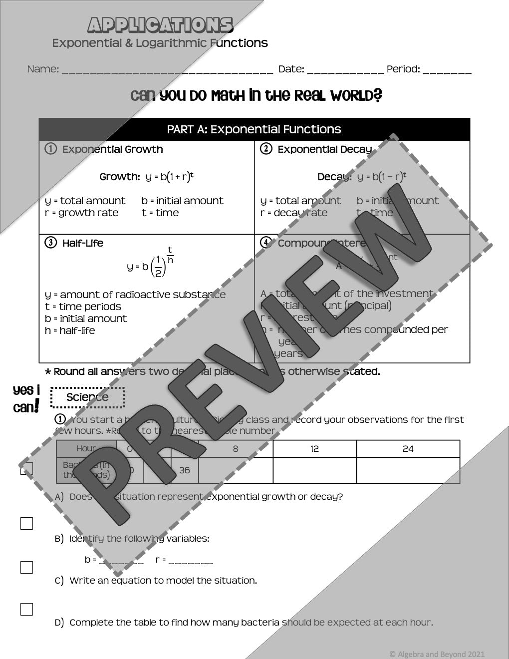 Exponential and Logarithmic Functions - Real World Applications ...