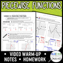 Piecewise Functions Lesson | Algebra 2 | Warmup | Guided Notes | Homew ...