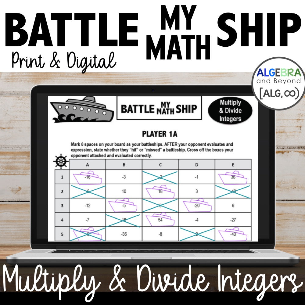 Multiply and Divide Integers Activity | Battle My Math Ship | Print an ...