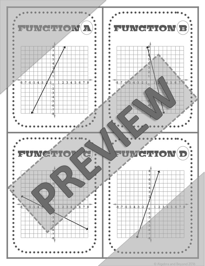 Linear Functions Name That Function Matching Activity Print And